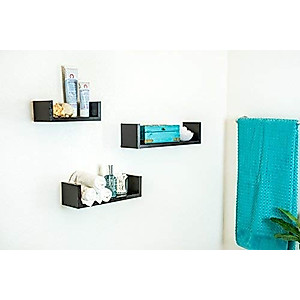 Adorn Home Essentials Floating Shelves Set of 3 with Modern U Shape and Durable Design, Simple Hanging Kit Included (Espresso)