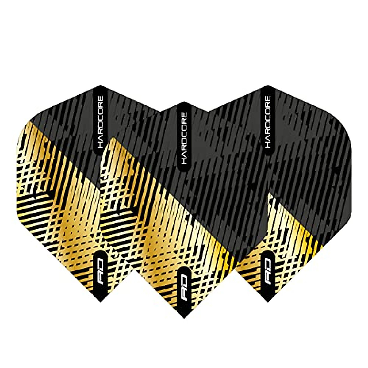 RED DRAGON Hardcore Premium Gold & Black Fleck Dart Flights - 3 Sets Per Pack (9 Dart Flights in Total)