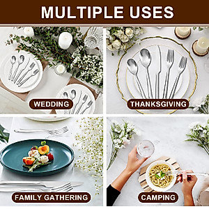 QUEARI Wave 20-Piece Silverware Set, Forged Stainless Steel Flatware Set, Cutlery Set Mirror Polished, Dishwasher Safe, Service for 4