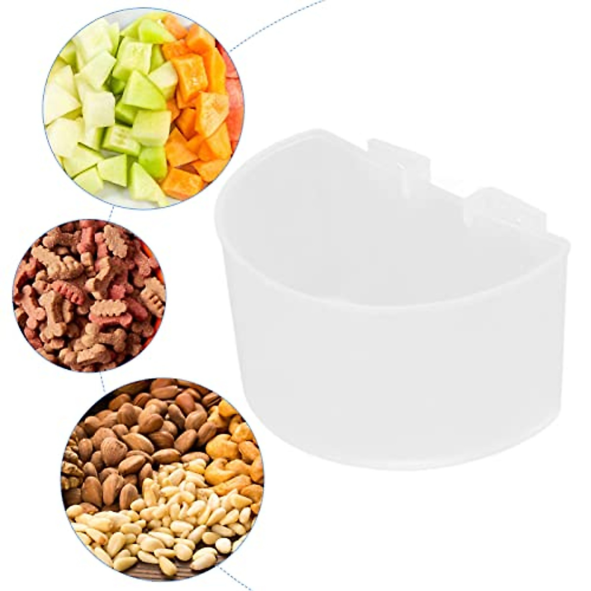 TOPINCN 20pcs Cage Cups Bird Feeders, Bird Food Bowl Hanging Water Cup Parrot Food Bowl Plastic Parrot Water Feeding Cup Birdcage Feeder for Parrot Poultry Pigeon(L-White)