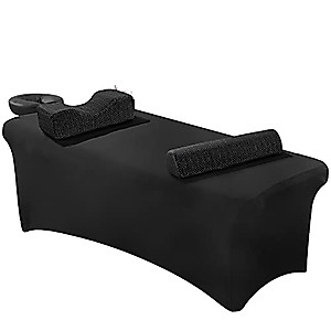 HOMBYS 4 Piece Set Lash Bed Linen for Massage Table, Memory Foam Lash Bed Topper and Neck Pillow and Leg Pillow and Table Cover for Lash Bed, 4 Lash Extension Set All in A Bag