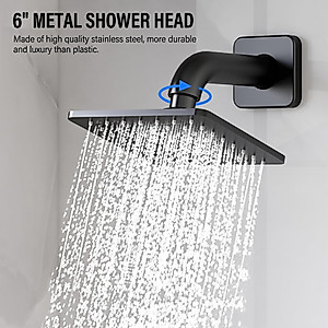 Esnbia Shower Faucet Set, Shower Head and Handle Set with 6-Inch Rain Shower Head and Tub Spout, All Metal Single-Handle Bathtub Shower Faucet Trim Kit (Shower Valve Include), Matte Black