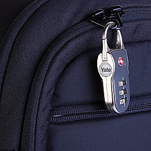 Yale TSA Approved Combination Travel Luggage Lock with Clip for Backpack, Suitcase, and Accessories (Gray)