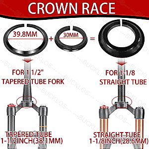BUCKLOS 1-1/8 Bike Headset MTB Threadless 34 44 44-50.6 44-55 44-56 41.8-52mm, Straight Tapered Tube Mountain Bikes Road Bicycle Double Sealed Bearings Headsets, for Frame Fork Expander Plug Star Nut