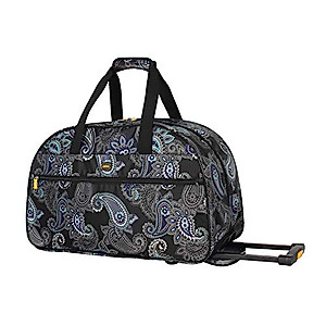 LUCAS Designer Carry On Luggage Collection - Lightweight Pattern 22 Inch Duffel Bag- Weekender Overnight Business Travel Suitcase with 2- Rolling Spinner Wheels (Paisley Peacock)