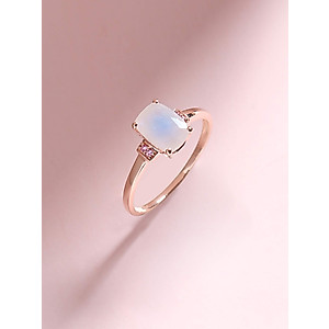 YoTreasure 1.72 Cts Moonstone Pink Sapphire Solid 10k Rose Gold Princess Ring Jewelry