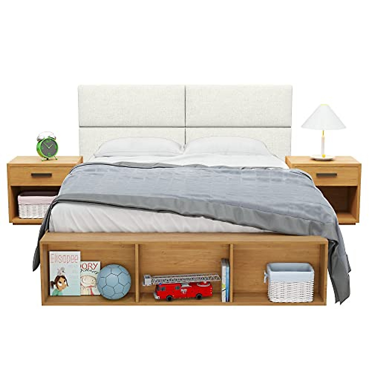 Jaxx Panelist Modern Padded Headboard - Set of 4 Fun Color Panels for Kids - Full/Queen, Coconut White Soft Suede