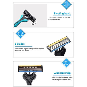 US Shave - 100 Triple Blade Shaving Razors - Wholesale Box of 100 Disposable Razors - 3 Stainless Steel Blades w/Teflon Coating - Pivoting Head - Aloe Strip
