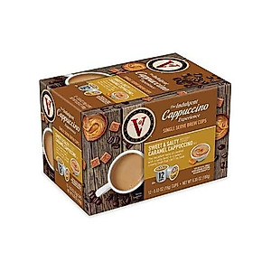 Indulgio Cappuccino, Sweet & Salty Caramel, 12-Count Single Serve Cup for Keurig K-Cup Brewers (Pack of 6) (Compatible with 2.0 Keurig Brewers)