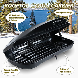 56 Inch Black Rooftop Cargo Box Carrier, Large 13 Cubic Feet Car Top Mount Travel Luggage Storage, Dual Side Opening, Heavy Duty Waterproof Rooftop Storage Box with Security Keys