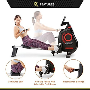 CIRCUIT FITNESS Circuit Fitness Folding Magnetic Rowing Machine - Cardio Body Building Rower AMZ-979RW