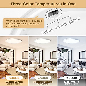 Super Slim 3200LM 12Inch LED Ceiling Lights Flush Mount, Dimmable 3000K 4500K 6000K CCT, Low Profile Surface Mount Light Fixtures, 24W Thin Flat LED Panel Lights for Bedroom Bathroom Kitchen, 2 Packs