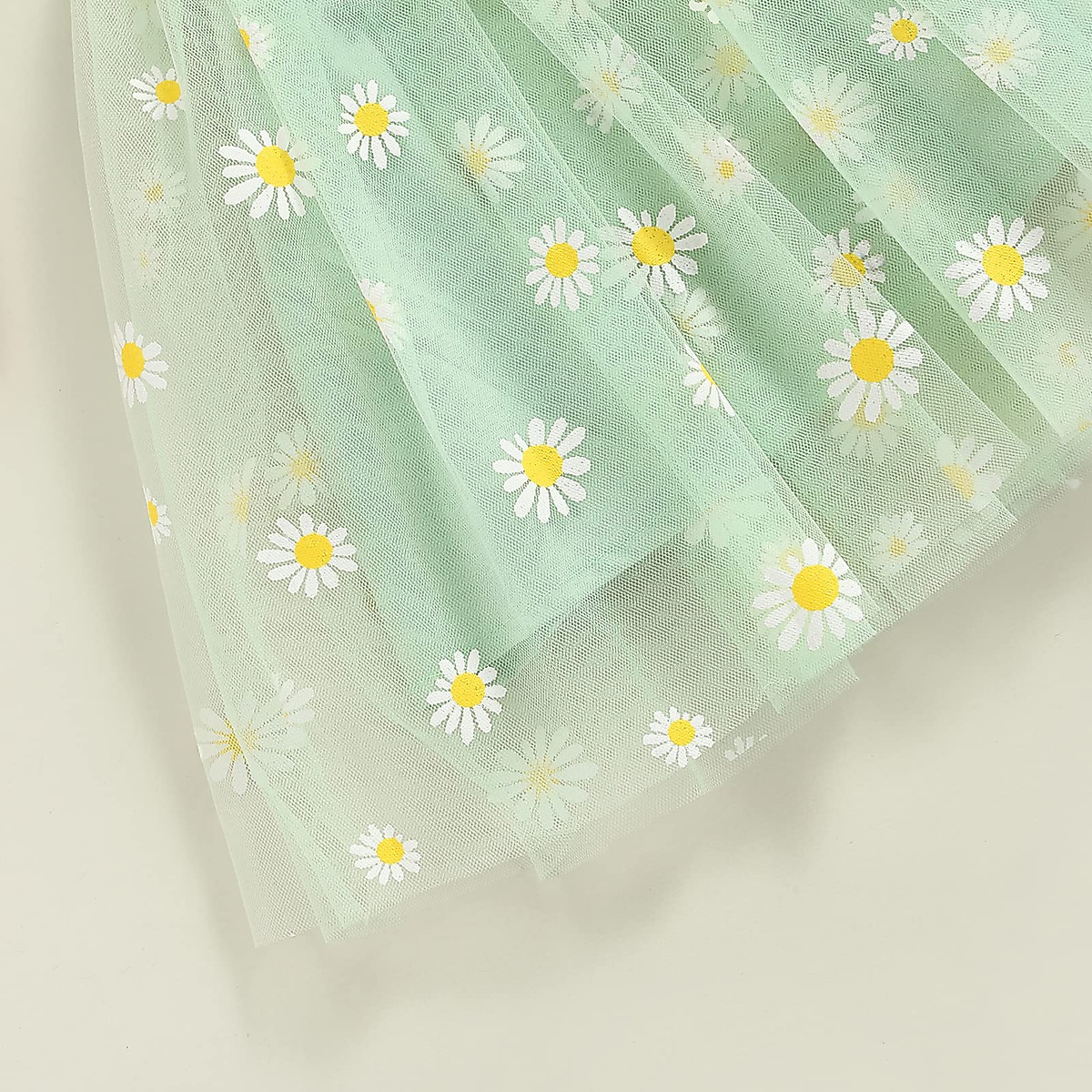Mubineo Toddler Baby Girl Flower Tulle Tutu Dress Strappy Princess Dresses Sundress (Green Daisy, 6-12 Months)