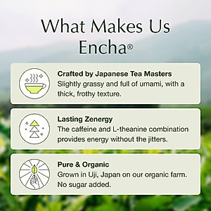 Encha Latte Grade Matcha Powder - First Harvest Organic Unsweetened Matcha Green Tea Powder, From Uji, Japan (30G/1.06 Ounce) Premium Powder for matcha latte, matcha smoothie | Caffeine, L-Theanine