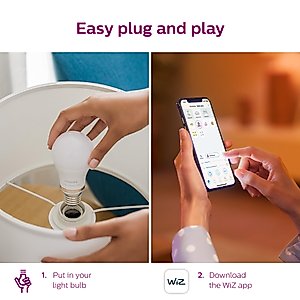 PHILIPS 60-Watt Equivalent A19 LED Daylight (5000K) Smart Wi-Fi Light Bulb Powered by WiZ with Bluetooth (4-Pack)