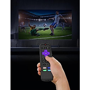 Silicone Remote Case for Roku Voice Remote Pro/RCS01R Universal Shockproof Protective Cover for Roku Ultra(2022/2021/2020/2019) Sleeve Skin with Lanyard for Roku Streaming Stick 4K+ Remote(Black)