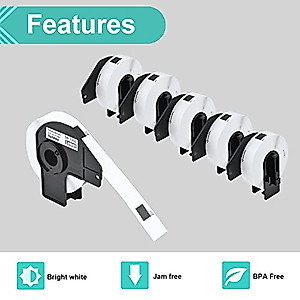 NineLeaf 2 Roll (300 Labels per Roll) Die-Cut File Folder Labels with Cartridge Compatible for Brother DK-1203 DK1203 17mm x 87mm (2/3" x 3-7/16") White Address Paper Label use in QL Label Printers