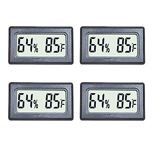 Veanic 4-Pack Mini Digital Thermometer Hygrometer Meters Gauge Indoor Large Number Display Temperature Fahrenheit (℉) Humidity for Home Office Humidors Jars Incubators Guitar Case