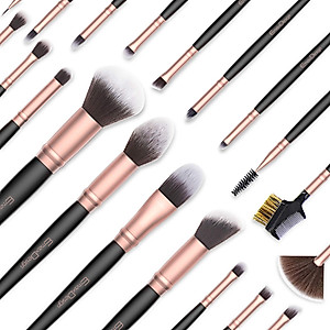 EmaxDesign Makeup Brushes 20 Pcs Premium Synthetic Makeup Brush Set Professional Contour Concealer Foundation Powder Eye Shadows Blush Blending Brushes Kit (Rose Golden)