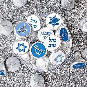 Blue Bar Mitzvah Mazel Tov Candy Favor Labels - 180 Stickers