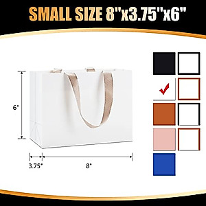 White Gift Bags Bulk YACEYACE 10Pcs 8"x3.75"x6" Small Size White Gift Bags with Handles White Paper Gift Bags White Kraft Paper Bags White Paper Shopping Bags for Small Business, Wedding Bags Party Bags Retail Bags