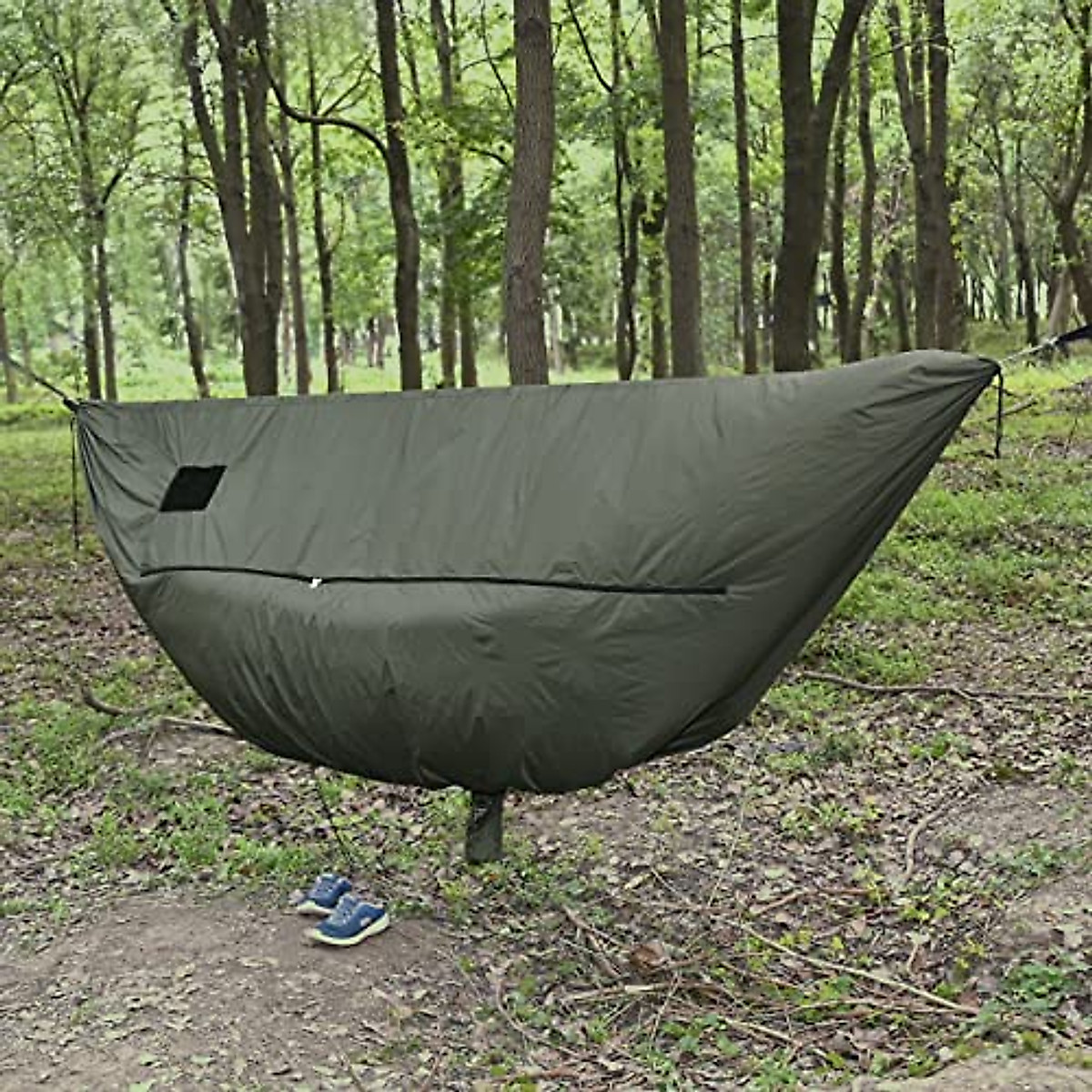 Onewind Premium Hammock Zipper Windsock for Zipper Netted Hammock, Hammock Winter Sock for Wind Blocker, Lightweight and Wind-Resistant Protector for Cold Weather, OD Green