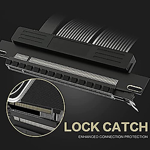 AsiaHorse PCIE 4.0 16x Shielded Extreme High Speed Riser Cable with PCI Express Port for GPU Extension Card-Right Connector,250MM