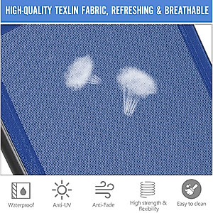 PHI VILLA 9 Piece Outdoor Patio Dining Set, Adjustable Folding Patio Sling Chairs (Blue) with Extendable Metal Steel Dining Table for Outdoor, Garden, Lawn