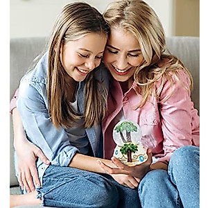 COTA Global Palm Tree Stone Snow Globe - Sparkly Water Globe Figurine with Sparkling Glitter, Collectible Novelty Ornament for Home Decor, for Birthdays, Christmas and Valentine's Day