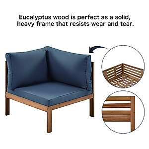 XD Designs, 4 Piece Outdoor Patio Furniture Set, Acacia Wood Sectional Sofa wSeat Cushions, Patio Sectional Conversation Seat with Couches and Coffee Table