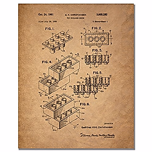 Lego Patent Art Prints - Set of 4 Photos - Toy Game Room Wall Decor