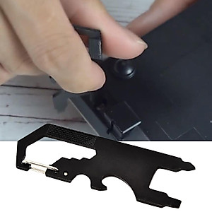 High Strength Measuring Rule Carabiner Tool, Mini Portable Multifunctional Screwdriver Keychain, Slim Design Fits in Your Pocket, Survival Credit Card Multitool Cool Gadget Gifts for Men Women Black