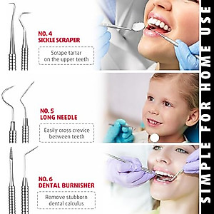 G.CATACC Dental Tools, Plaque Remover for Teeth, Metal Dental Pick Teeth Cleaning Tools Kit, Stainless Steel Oral Care Dental Hygiene Kit with Tooth Scraper Plaque Tartar Remover - with Case