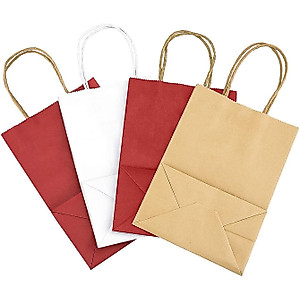 Elegant Supply Solid Print Holiday Gift Twisted Handles Kraft Paper Bags in Bulk, Multipurpose use, Suitable for Every Occasion, 10 X 5 X 13, Ruby Red