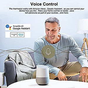 Tuya WiFi Smart Thermostat for Electric Heating Digital Temperature Controller Large L Display Touch Button Voice Control Compatible with Google Assist & Amazon Alexa/Xiaodu/Tencent