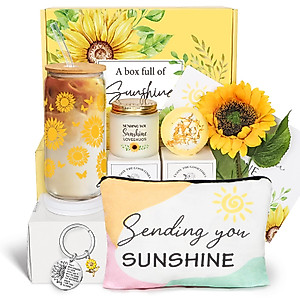 Birthday Gifts for Women, Get Well Soon Gifts Sending Sunshine Sunflower Gift Baskets, Self Care Gifts for Women Her Best Friends Bestie Sister Mom Female, Inspirational Gifts for Women Mother Day