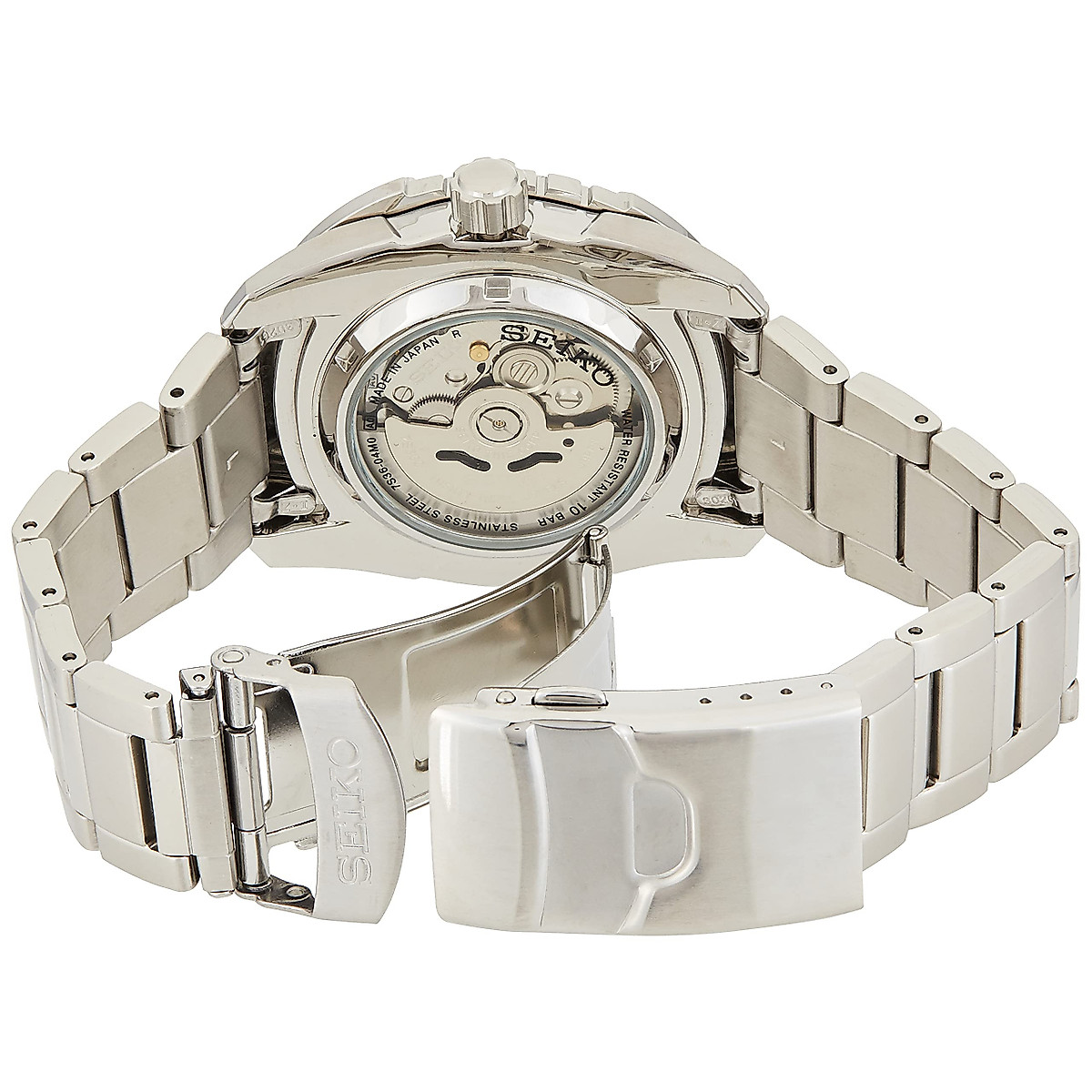 Seiko Sports 5 Black Dial Stainless Steel Mens Watch SNZJ05