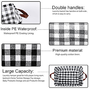 Boao 4 Pcs Buffalo Plaid Storage Containers Black White Large Storage Bin for Home Classic Organizing Fabric Storage Box with Handle Foldable Organizer Basket for Bathroom Bedroom(Simple Style)