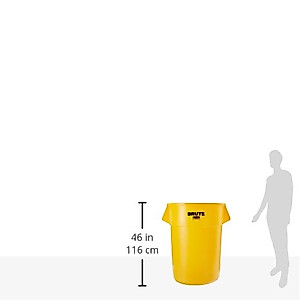 Rubbermaid Commercial FG265500YEL BRUTE Heavy-Duty Round Waste/Utility Container, 55-gallon, Yellow