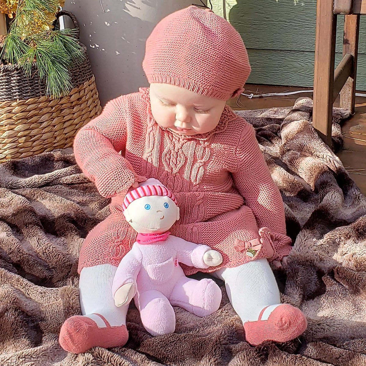 HABA Doll Snug Up Luisa 8" My First Baby Doll, Machine Washable & Safe for Birth & Up, Newborn Toys