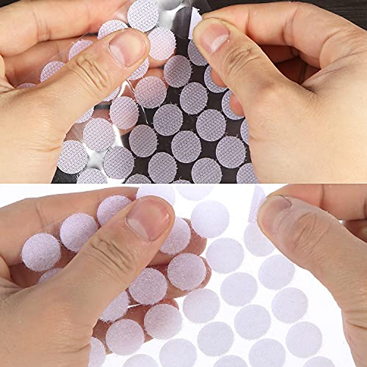 Adhoklop 1248 Pcs (624 Pairs) Dots with Adhesive 0.59 Inch Diameter Hook and Loop Nylon Sticky Back Coins, Adhesive Strips Fastener Round Tapes for School Classroom Teacher Supplies (White)