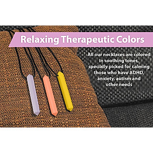 Tilcare Chew Chew Pencil Sensory Necklace 3 Set - Best for Kids or Adults That Like Biting or Have Autism – Perfectly Textured Silicone Chewy Toys - Chewing Pendant for Boys & Girls - Chew Necklaces