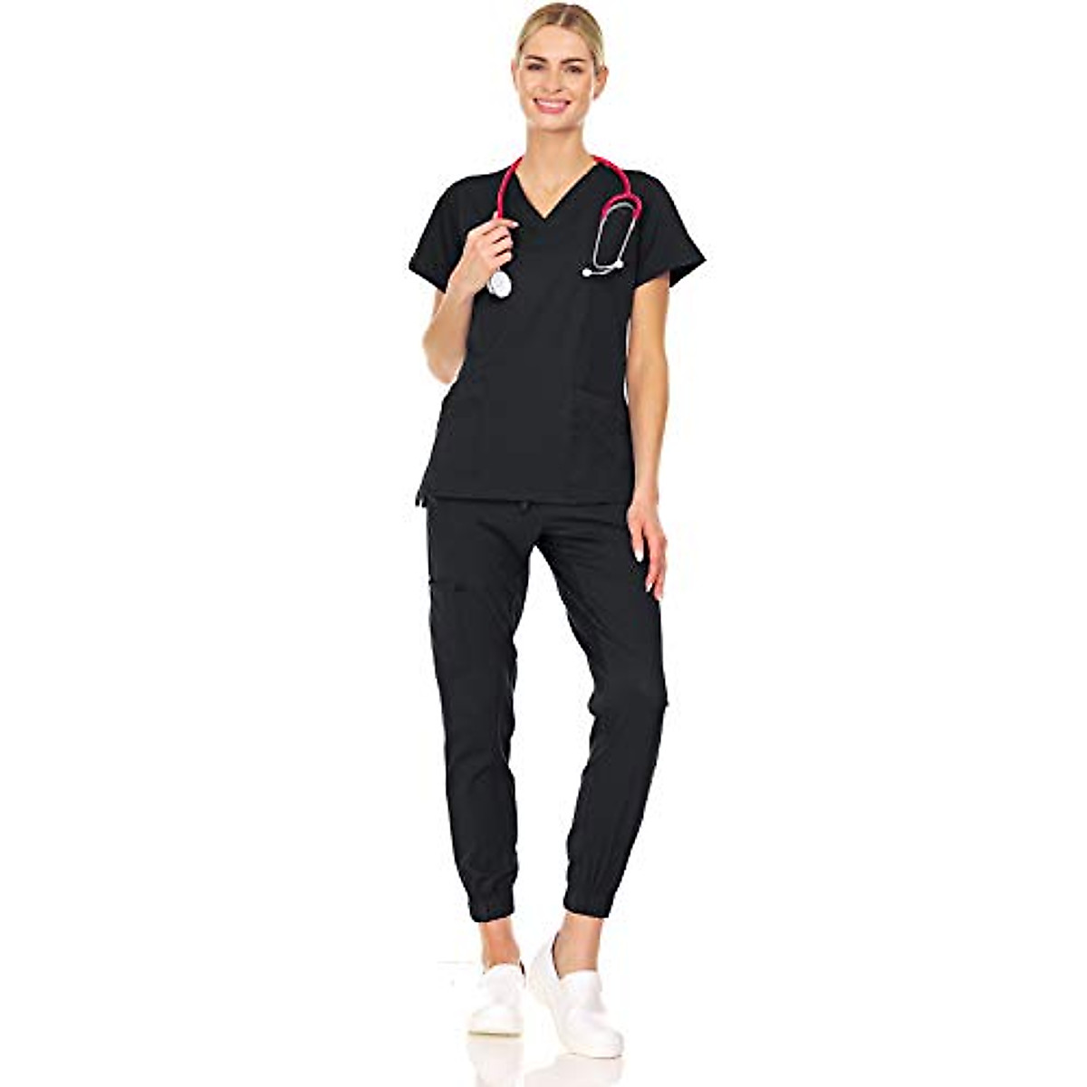 Mini Marilyn Stretch V-Neck Jogger Scrubs Set, Available in Over 12 Colors