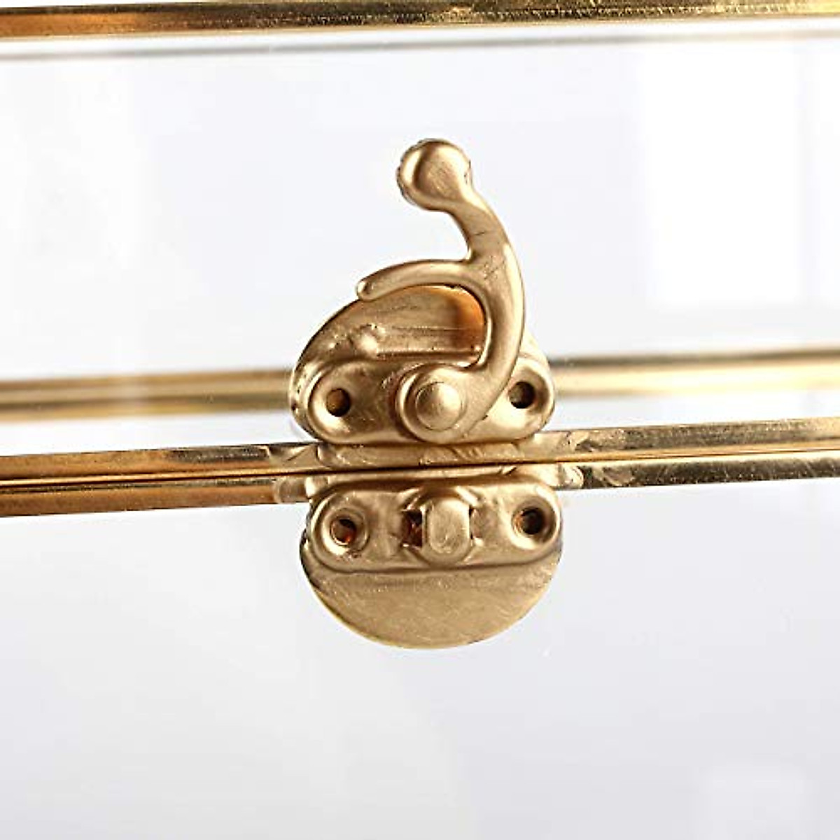 NCYP Gold Glass Card Box with Lid for Wedding Reception (9.9x5.6x7.7 Inches) Handmade Rectangle Decorative Storage Box for Party Wishwell Keepsake, Vintage Terrarium (Glass Box Only) (No Slot)