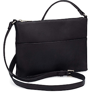 Le Donne Leather Women’s Mallory Crossbody Purse, Premium Colombian Vaquetta Leather, 11” x 7” x 2” (Black)