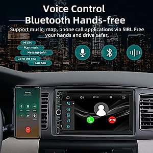 Double Din Car Stereo Radio with CD/DVD Player, 7inch Touch Screen Car Stereo with CarPlay & Android Auto, Backup Camera, Bluetooth 5.1, Mirror link, Subwoofer,SWC, AM/FM Car Radio Receiver, AUX Input