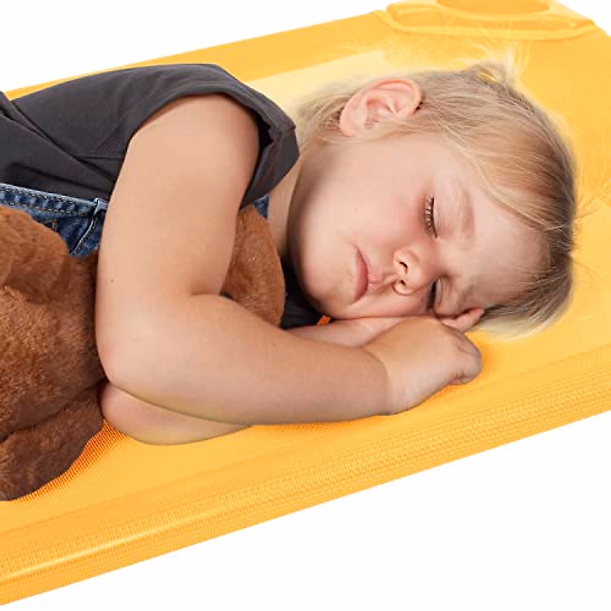 ECR4Kids Stackable Kiddie Cot, Standard Size, Classroom Furniture, Ready-To-Assemble, Yellow, 6-Pack