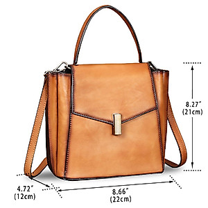 Genuine Leather Crossbody Purses for Women Vintage Cowhide Purse Small Fashion Over the Shoulder Bag Designer Purses and Handbags Cute Cross Body Bag for Ladies Top Handle Flap Over Satchel (Brown)