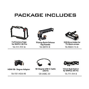 Tilta Camera Cage for BMPCC 6K Pro/G2 | Protective Gear | Mount Accessories | Compatible with Blackmagic Design Pocket Cinema Camera 6K Pro (Black, Basic Kit)