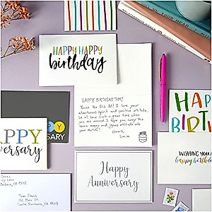 Best Paper Greetings 120 Pack Assorted Birthday and Anniversary Cards with Envelopes for Employees, Birthdays, Milestone Wedding Anniversaries, Blank Design (12 Designs, 4 x 6 Inches)